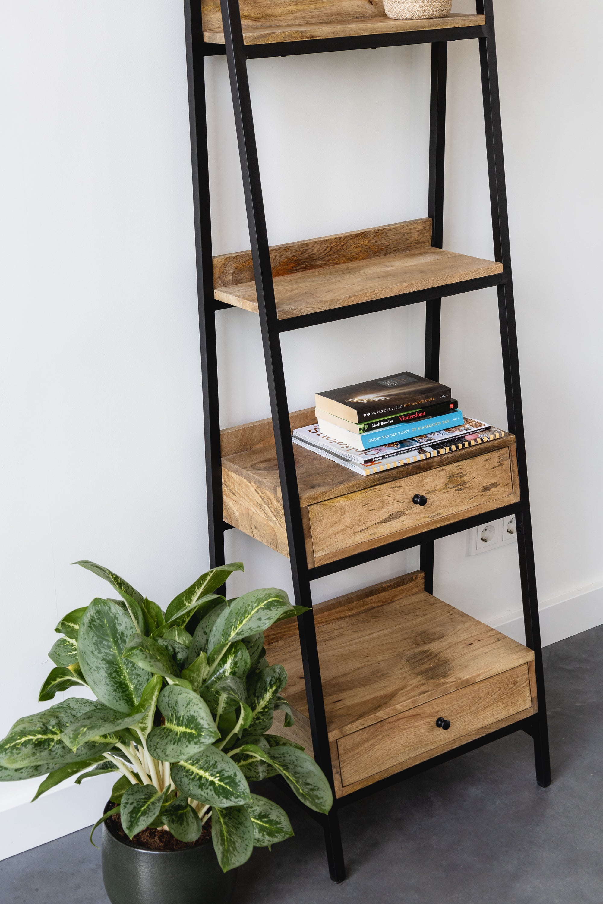 Ladderkast / Schappenkast Industrieel Design | Mangohout en Staal | 50 ...